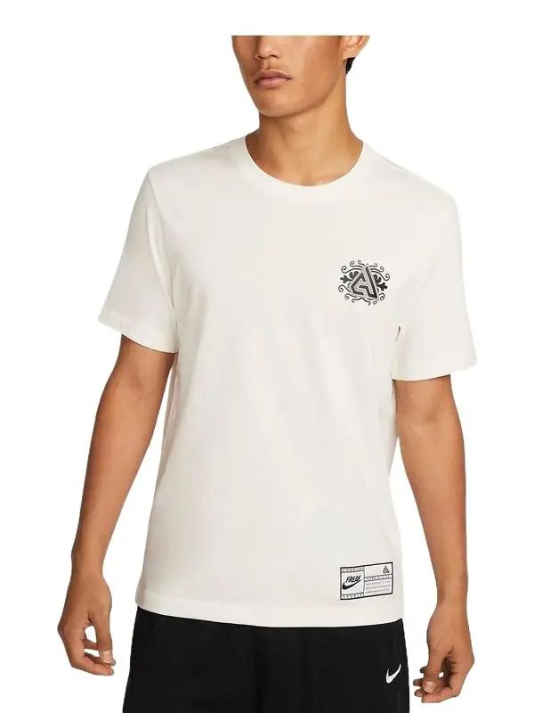 Nike Geometry Printing Round Neck Short Sleeve White T-shirt - Default Color