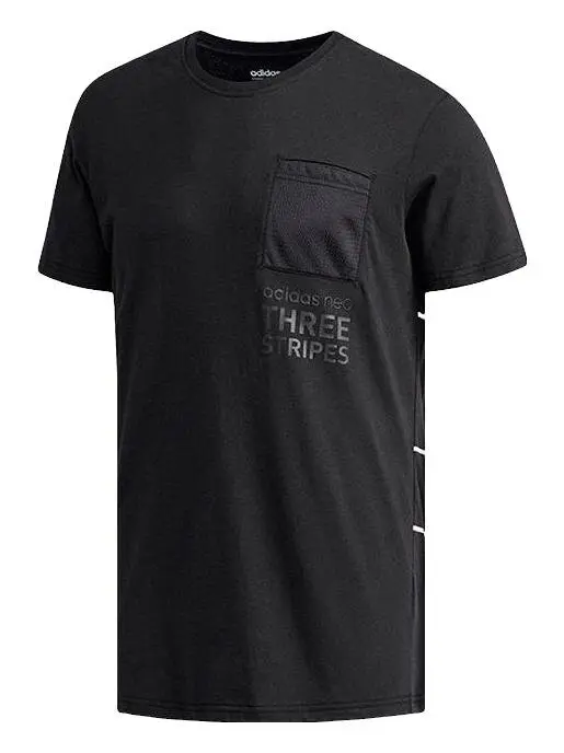 Adidas Neo Cs Pocket Tee Casual Breathable Round Neck Short Sleeve - Black