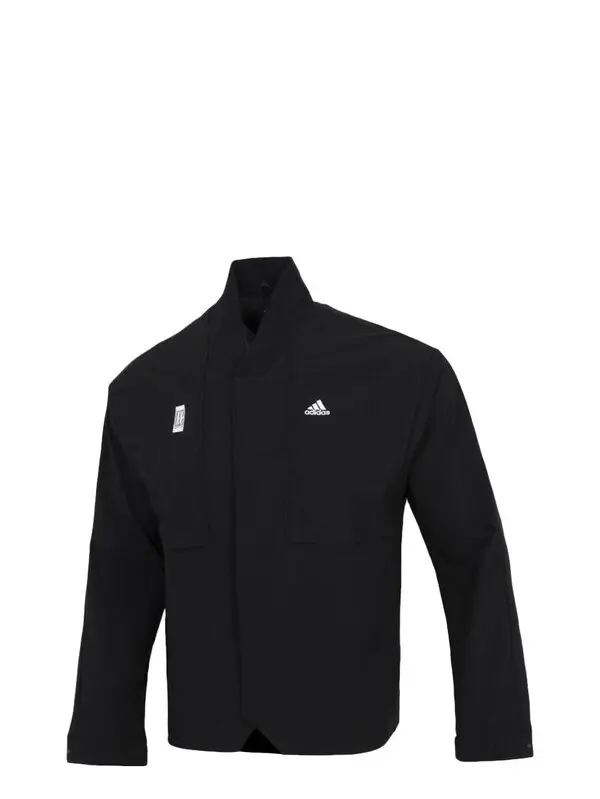 Adidas Splicing Solid Color Athleisure Casual Sports Jacket - Black