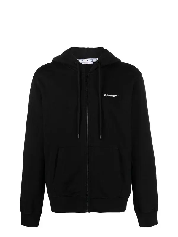 Off-White Wave Diag-stripe Zip-up Hoodie - White