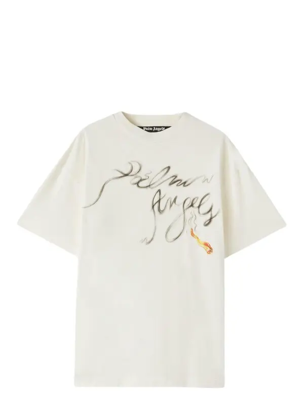 Palm Angels Foggy Logo-print T-shirt 'white Black - White/black