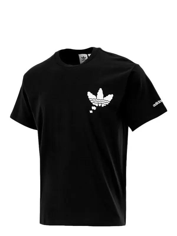 Adidas Originals Clouds Logo Printing Sports Round Neck Short Sleeve Black - Default Color