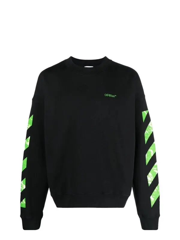 Off-White Diag Stripe Cotton Sweatshirt - Black/green