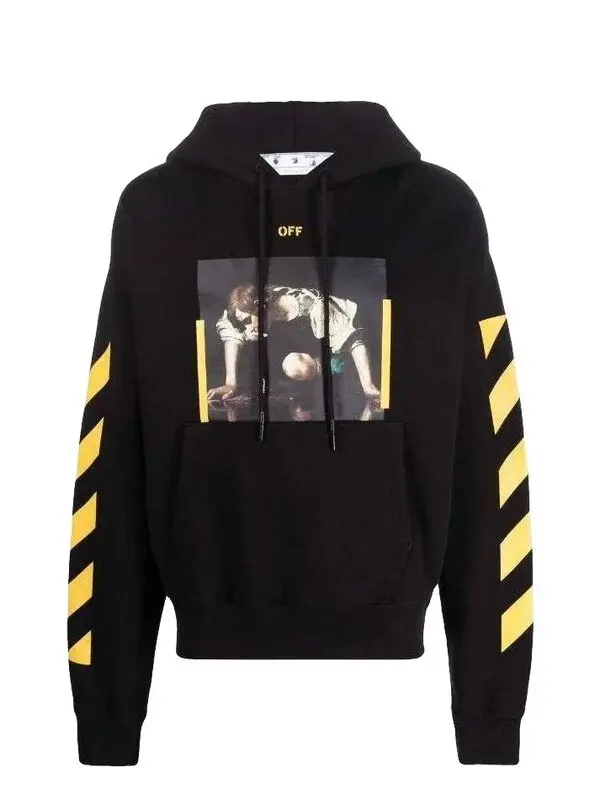 Off-White Caravaggio Print Hoodie - Black/yellow