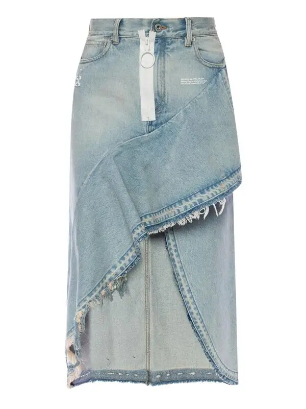 Off-White Asymmetric Zip-up Denim Skirt - Blue