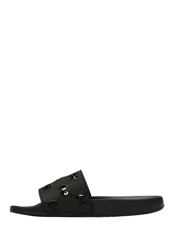 Gucci Rubber Gg Slide Sandals - Black