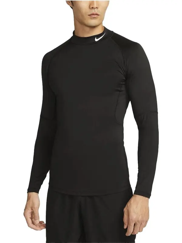 Nike Dri-fit Fitness Mock-neck Long-sleeve Top - Black/multi-color
