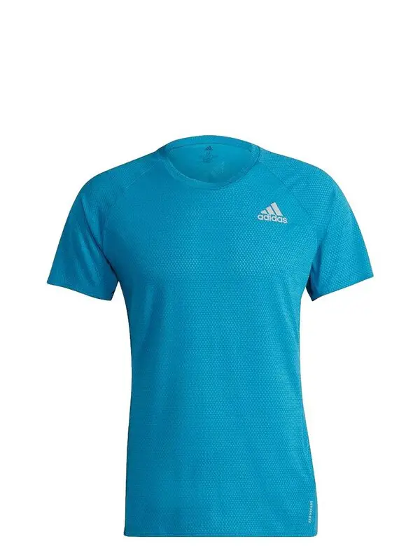 Adidas Adi Runner Short Sleeve Tee With Reflective Stripes - Dark Sky Blue