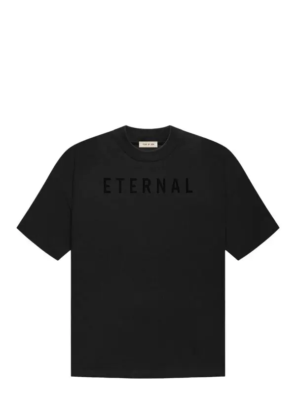 Fear Of God Logo Flocked Crewneck T-shirt - Black