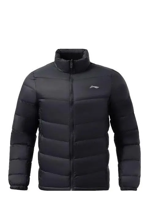 LI-NING Down Jacket With Stand Collar And Zip-up Closure - Black