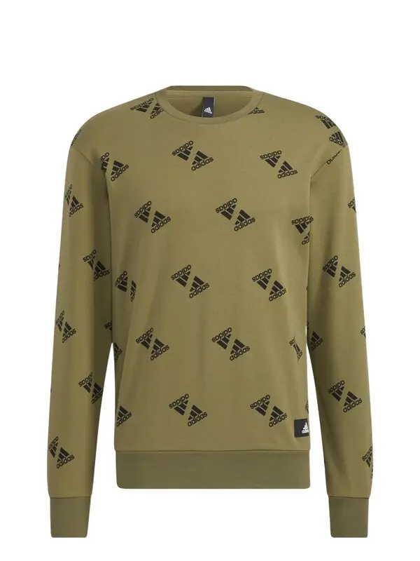 Adidas All-over Logo Print Crewneck Pullover - Default Color