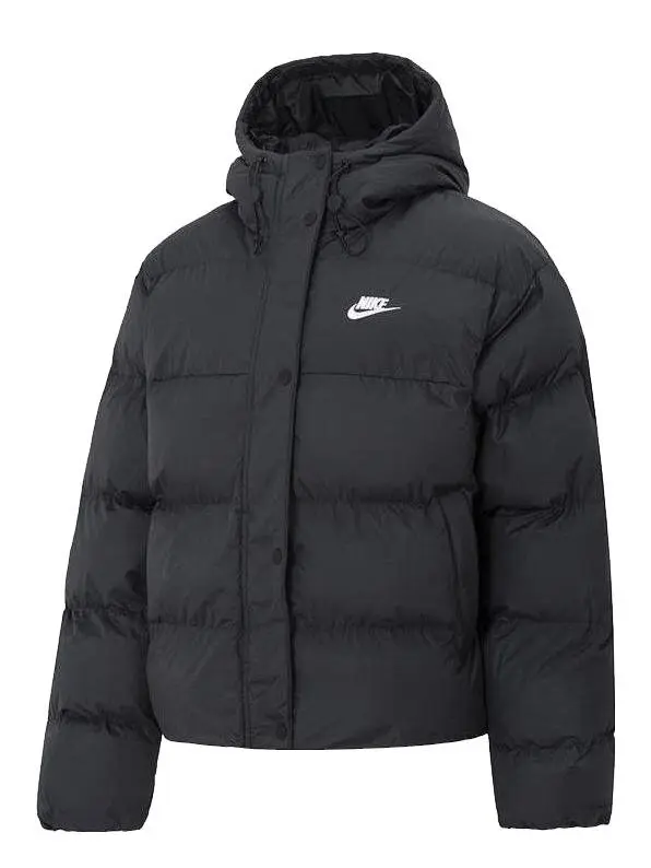 Nike Puffer Down Jacket With Hood - Black