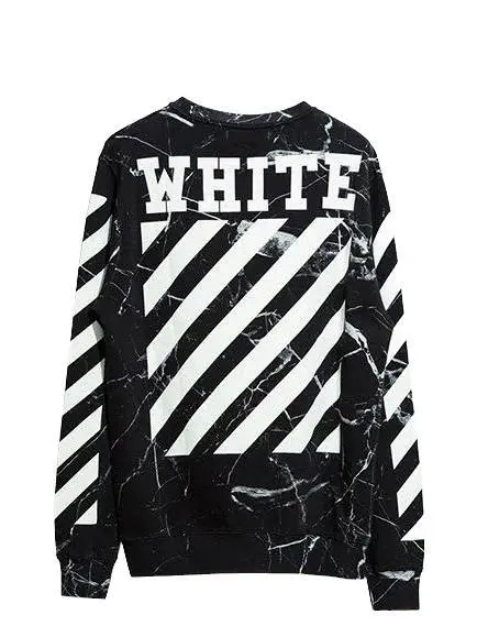 Off-White Marble Print Crewneck Pullover - Black