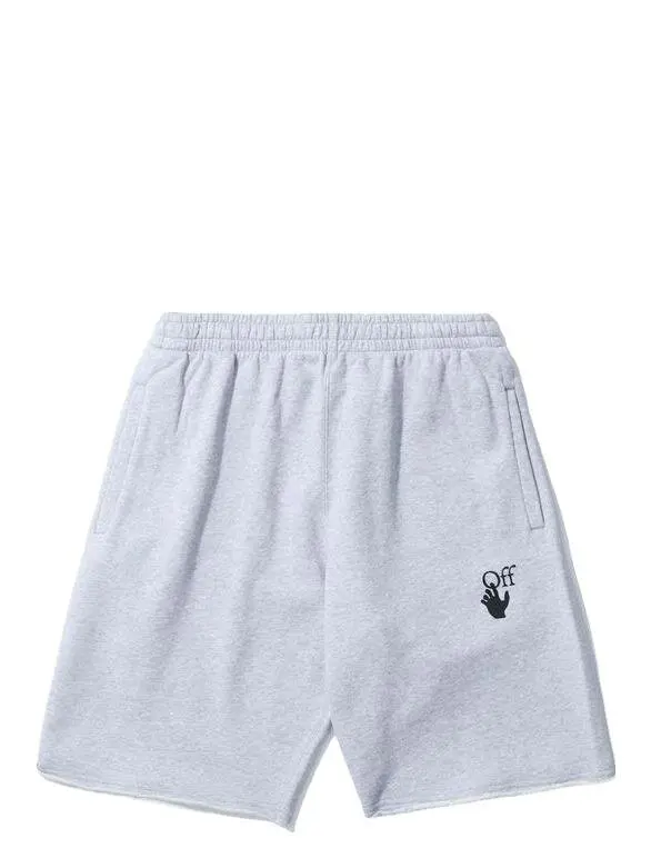 Off-White Printed Elastic Waistband Shorts - Grey