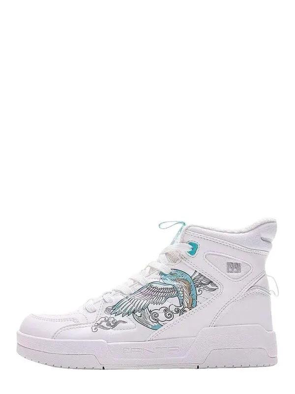 ANTA High-top Casual Lace-up Sneakers - White/blue