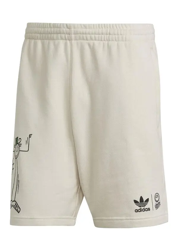 Adidas Originals Cartoon Graffiti Logo Print Straight Casual Shorts - Multi-color