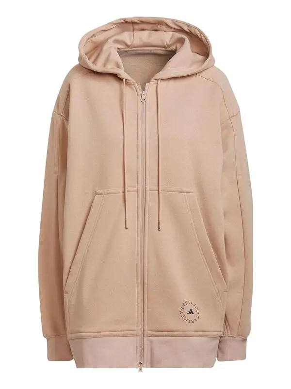 Adidas By Stella Mccartney Logo Print Zip-up Hoodie - Beige