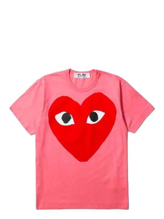 Play Comme Des Garcon Pastelle Red Heart T-shirt - Pink