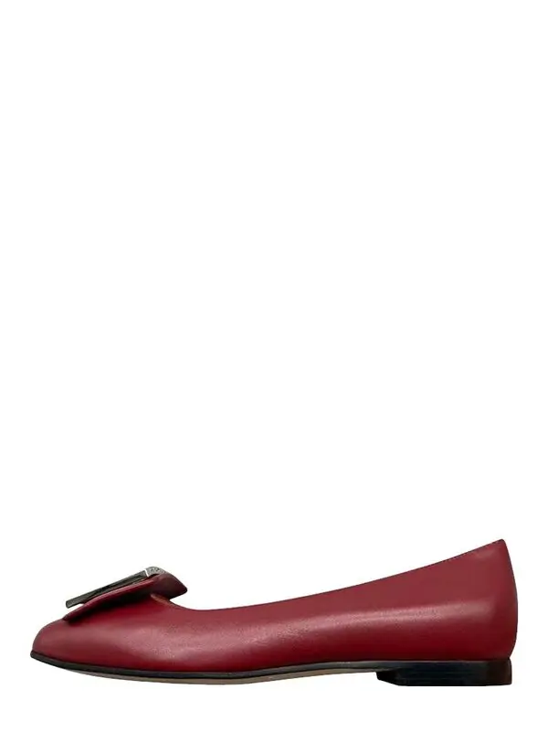 Gucci Madelyn Crystal G Leather Flats - Dark Red