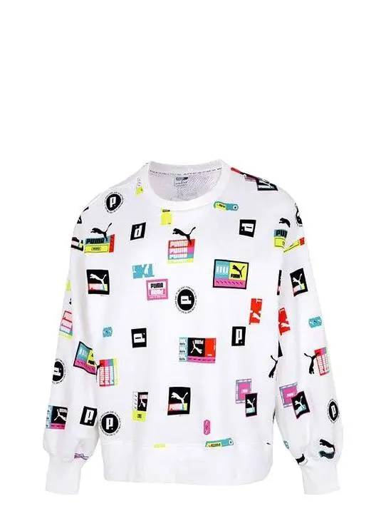 PUMA All-over Logo Print Crewneck Sweatshirt - White