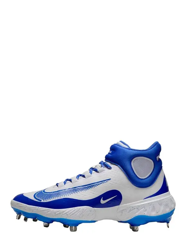 Nike Alpha Huarache Elite 4 Mid Athletic Cleats - White/hyper Royal