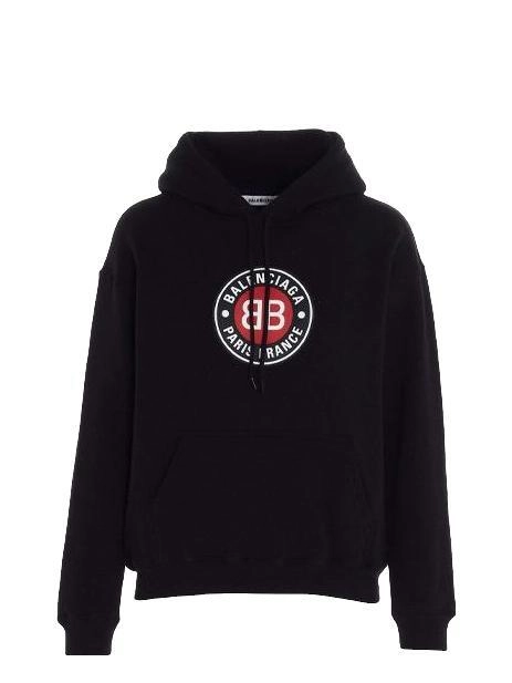 Balenciaga Bb Logo Hoodie - Black