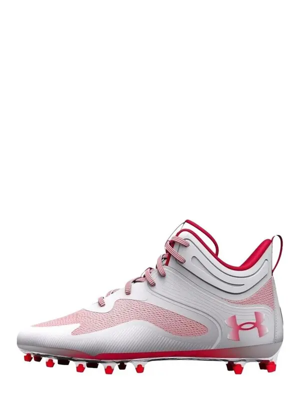 Under Armour Command Mc Mid Lacrosse Cleats - White/red