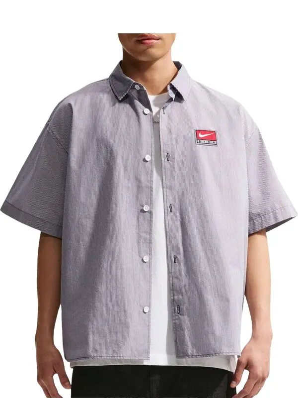 Nike Life Button-down Shirt 'anthracite White - Anthracite/white