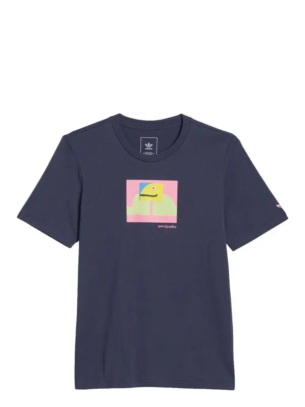 Adidas Chest Colorblock Pattern Printing Round Neck Short Sleeve Purple T-shirt - Default Color