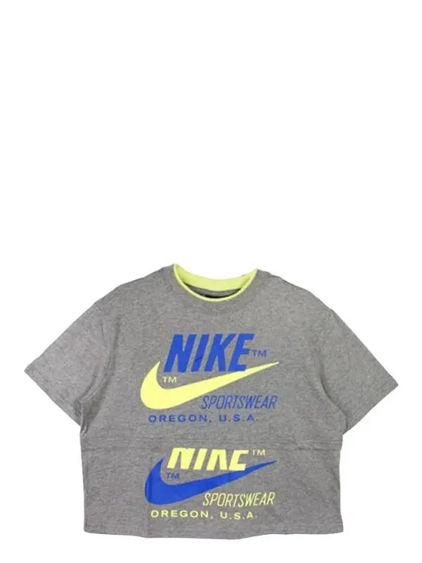 Nike Logo Splicing Casual Short Sleeve T-shirt - Grey/multi-color