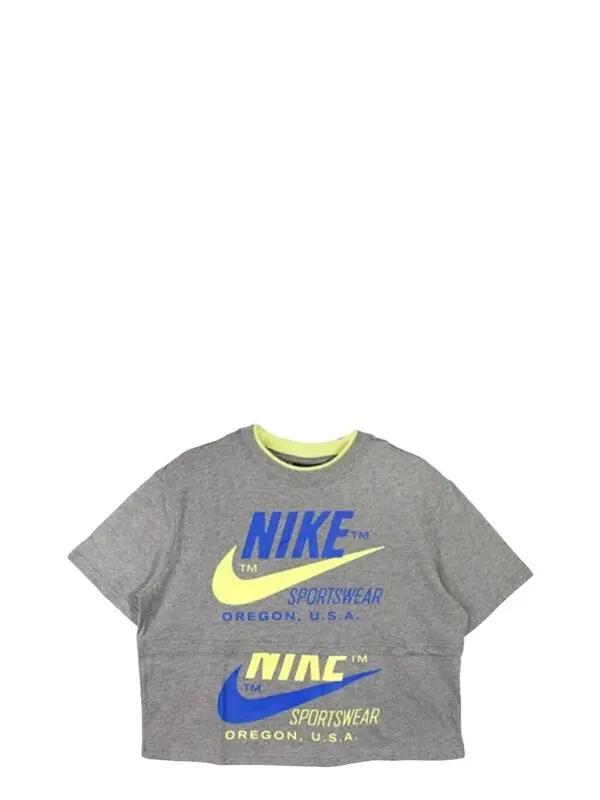 Nike Logo Splicing Casual Short Sleeve T-shirt - Grey/multi-color