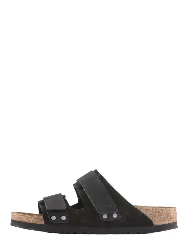 BIRKENSTOCK Uji Nubuck/suede Leather Slides - Black/sand