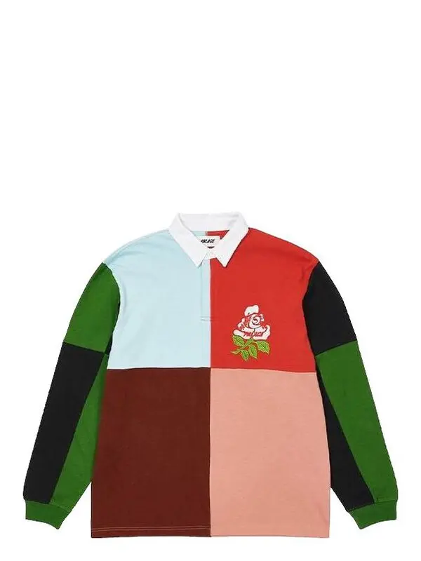 PALACE Splicing Lapel Flower Colorblock Long Sleeves Shirt - Tan
