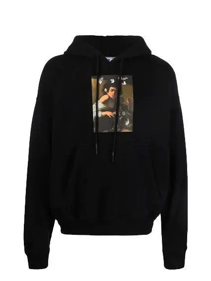 Off-White Fw21 Alphabet Print Drawstring Pullover - Black