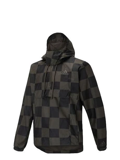 Adidas Wv Jkt Plaid Hooded Track Jacket - Black