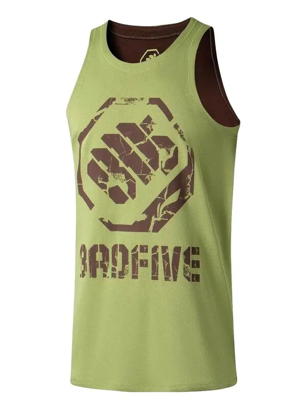 LI-NING Badfive Graphic Basketball Tank - Moss Green/brown