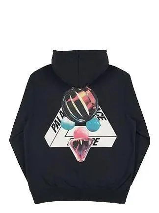 PALACE Graphic Print Hooded Sweatshirt - Black