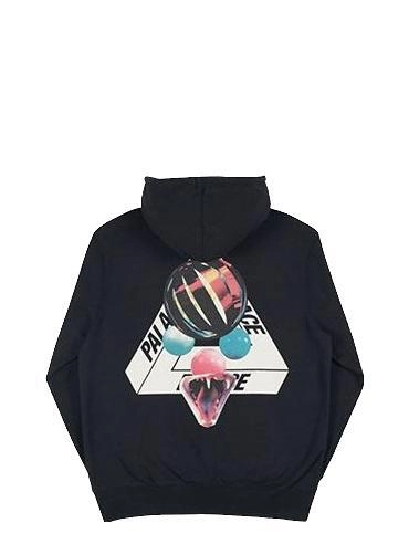 PALACE Graphic Print Hooded Sweatshirt - Black