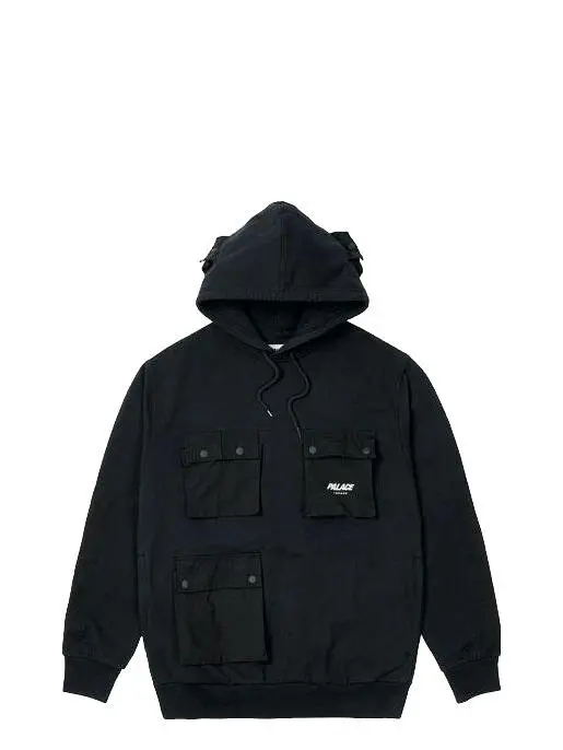 PALACE Multiple Pockets Solid Color Hoodie - Black