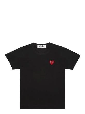 Play Comme Des Garcon Basic T-shirt Red Emblem - Black