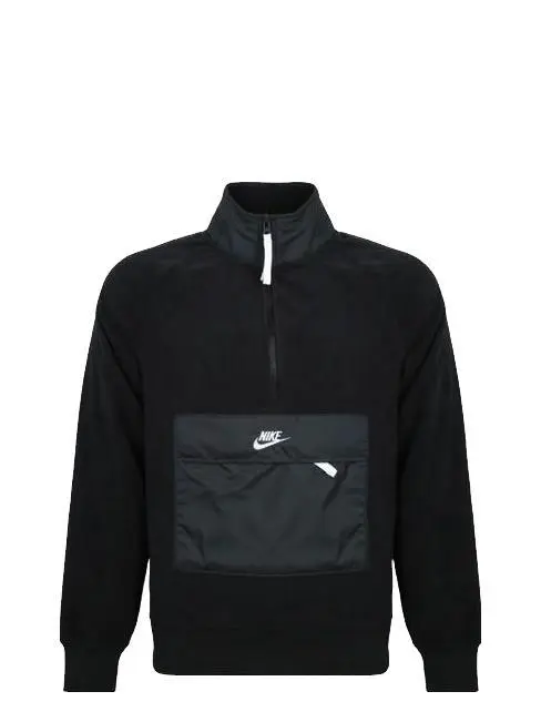 Nike Half Zipper Stand Collar Sports Pullover - Black