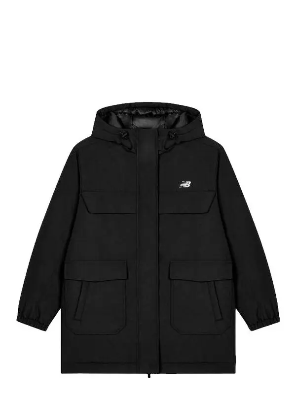 NEW BALANCE Hooded Down Jacket - Black/brown
