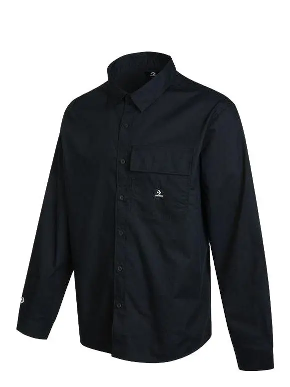 CONVERSE Woven Long Sleeve Button Down Shirt Asia Sizing - Black