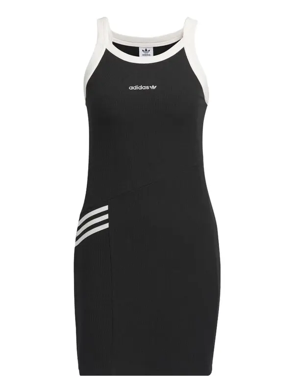 Adidas Originals Ribbed Dress With Signature Stripes - Black/white