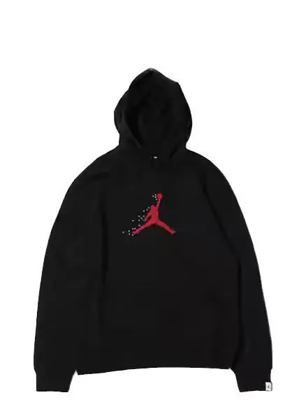 JORDAN Air Holiday Fleece Pullover Hoodie - Black/gym Red