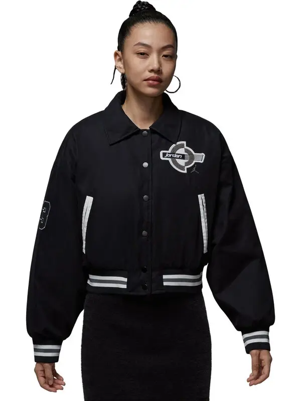 JORDAN Air Brooklyn Therma-fit Varsity Jacket - Black/iron Grey