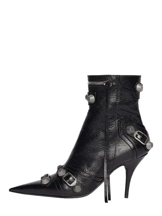 Balenciaga Cagole 90mm Booties - Black/silver