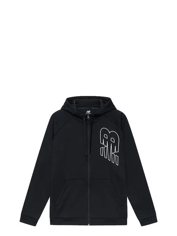 NEW BALANCE Logo Print Fleece Lined Hooded Jacket - Black