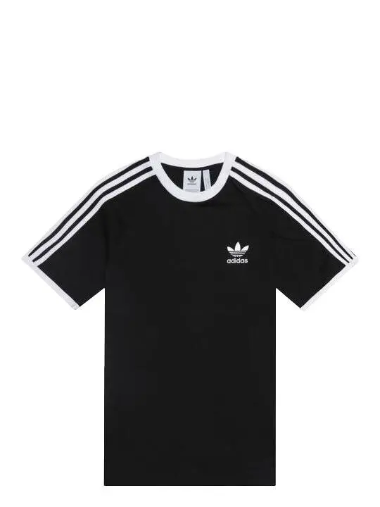 Adidas Originals 3-stripes Tee Casual Loose Round Neck Logo Stripe Short Sleeve - Black