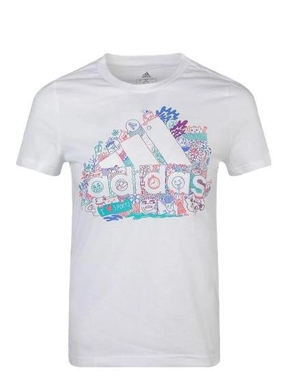 Adidas Multi-color Printing Short Sleeve T-shirt - White
